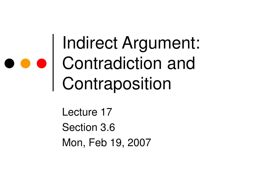 PPT - Indirect Argument: Contradiction and Contraposition PowerPoint ...