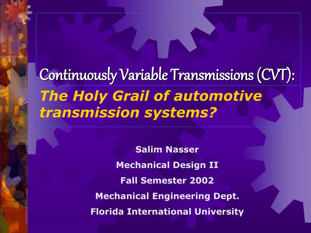 PPT - Continuously Variable Transmissions (CVT): PowerPoint Presentation - ID:1221317