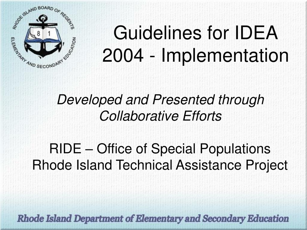 PPT - Guidelines for IDEA 2004 - Implementation PowerPoint Presentation ...