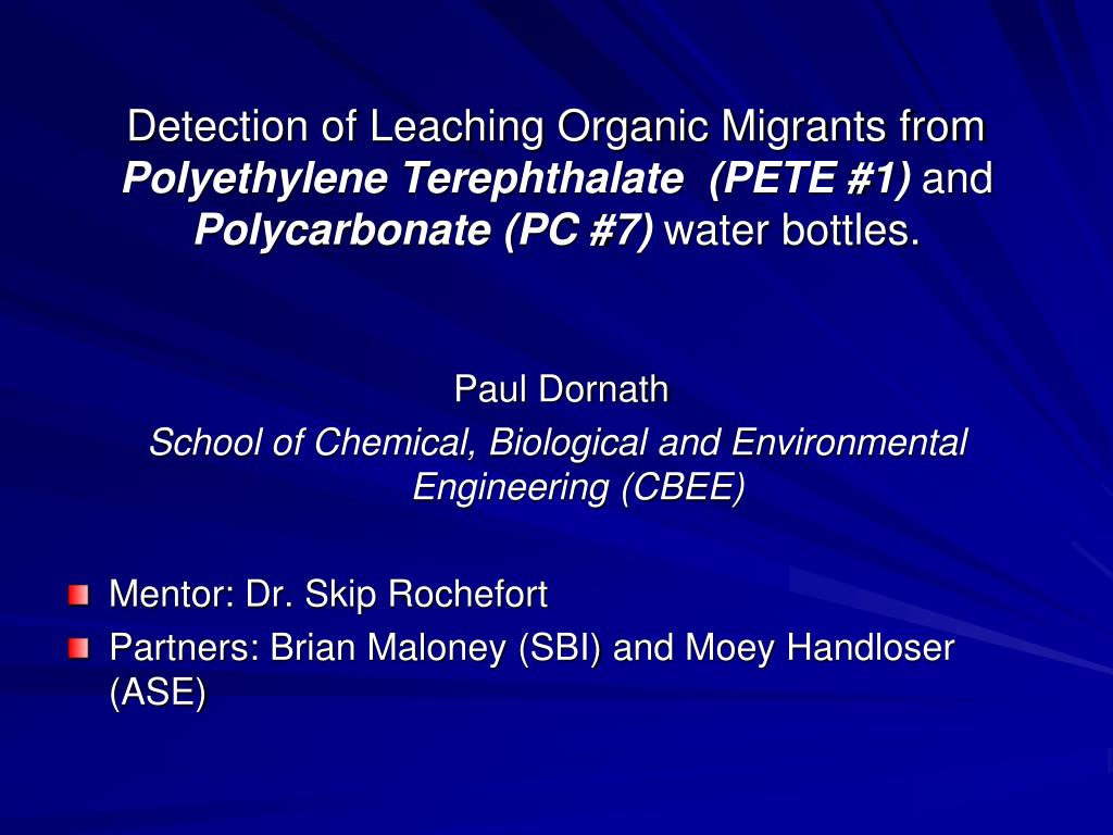 PPT - Detection of Leaching Organic Migrants from Polyethylene ...