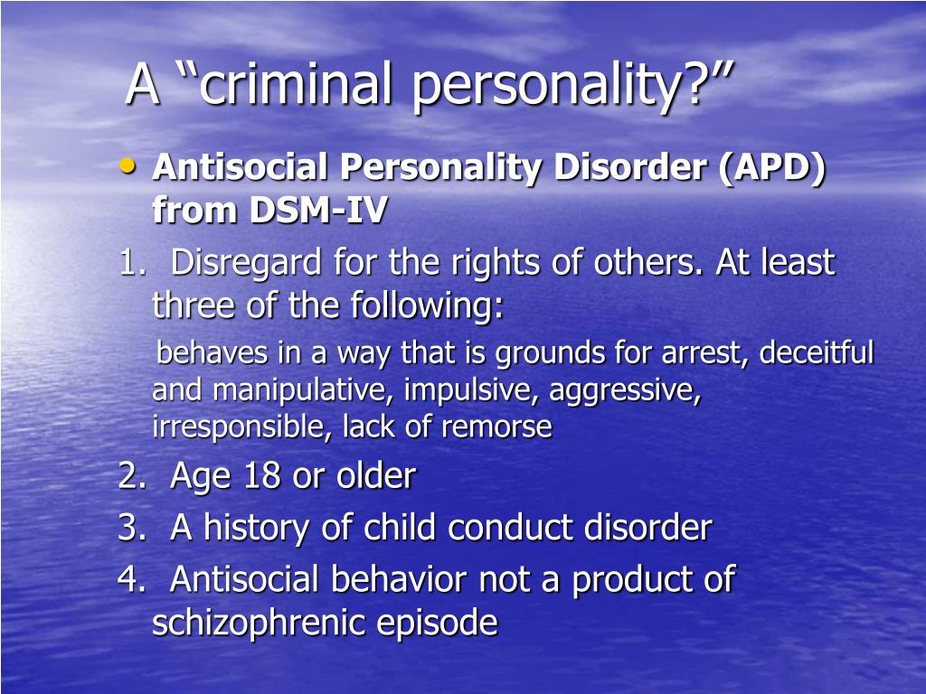 PPT - A “criminal personality?” PowerPoint Presentation, free download ...