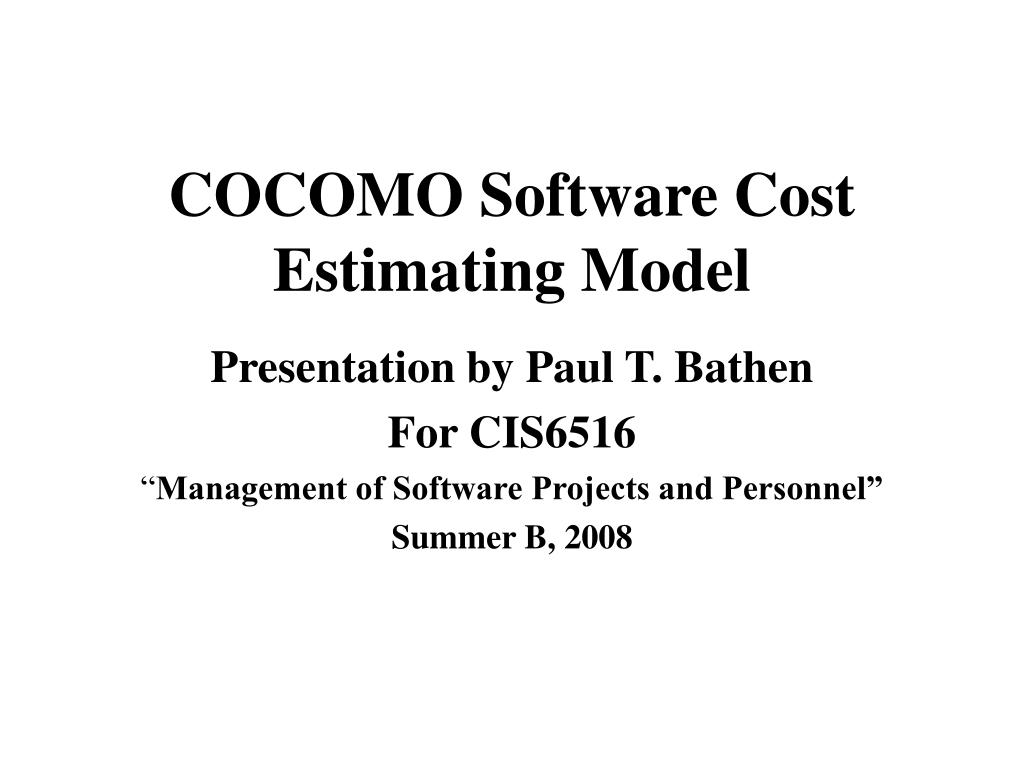 PPT - COCOMO Software Cost Estimating Model PowerPoint Presentation ...