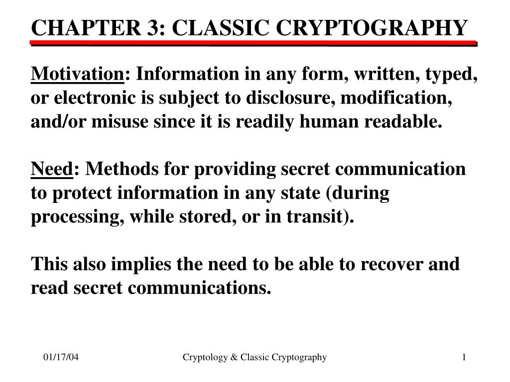 PPT - CHAPTER 3: CLASSIC CRYPTOGRAPHY PowerPoint Presentation, free ...