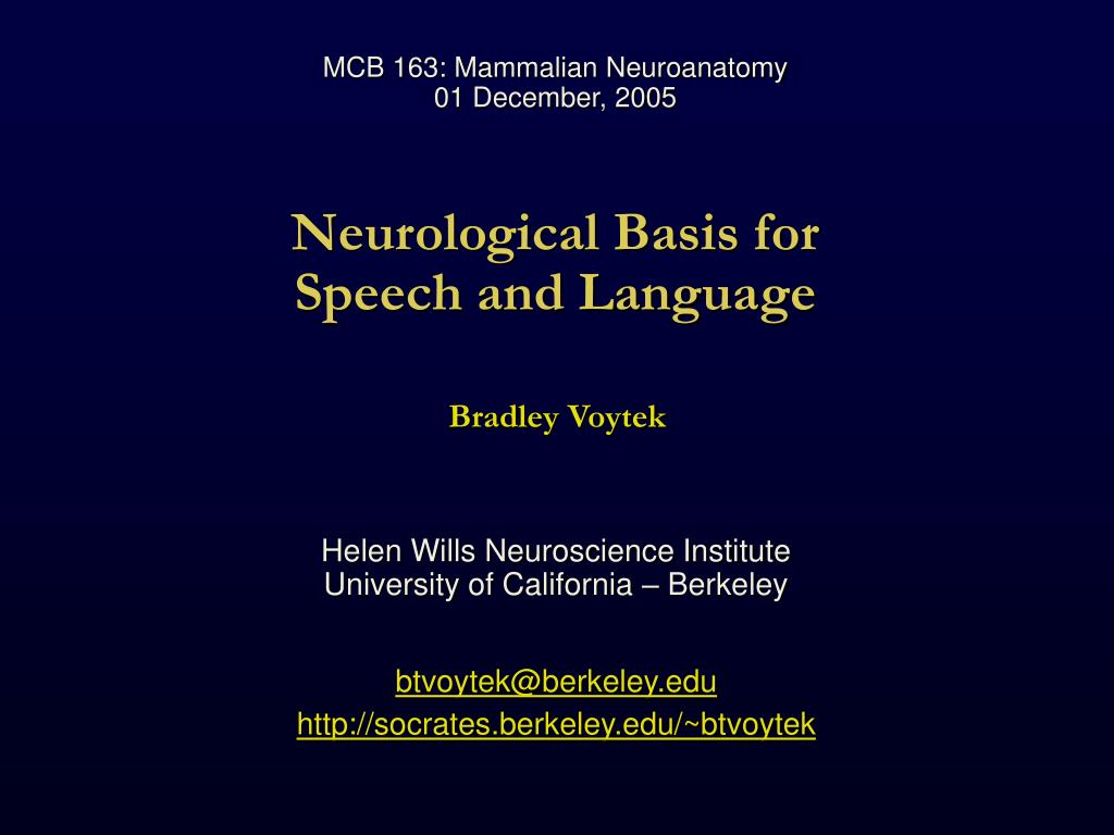 PPT - Neurological Basis for Speech and Language PowerPoint ...