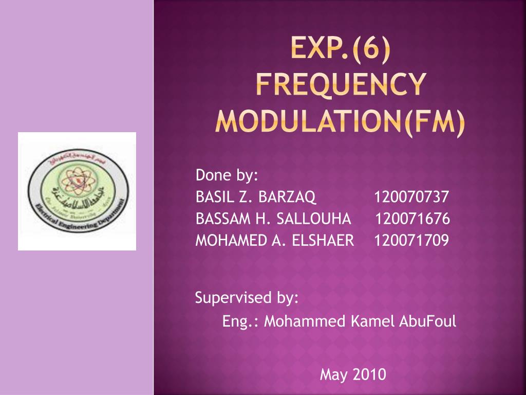 PPT - Exp.(6) Frequency modulation(fm) PowerPoint Presentation, free ...