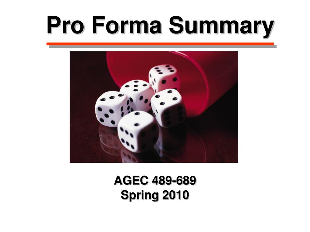 PPT - Pro Forma Summary PowerPoint Presentation, free download - ID:1291343