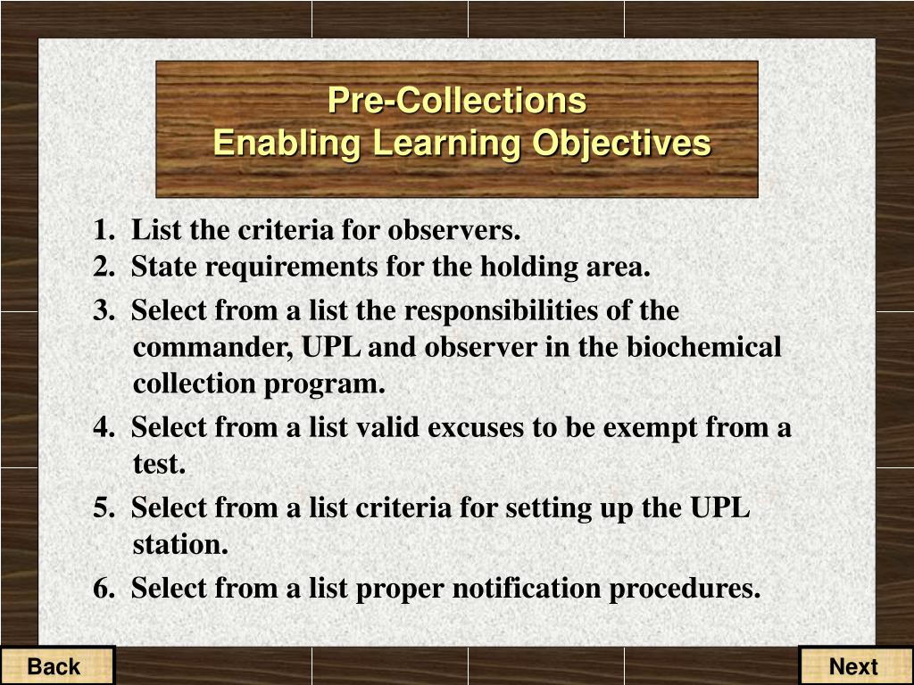 PPT - Pre-Collections Enabling Learning Objectives PowerPoint ...