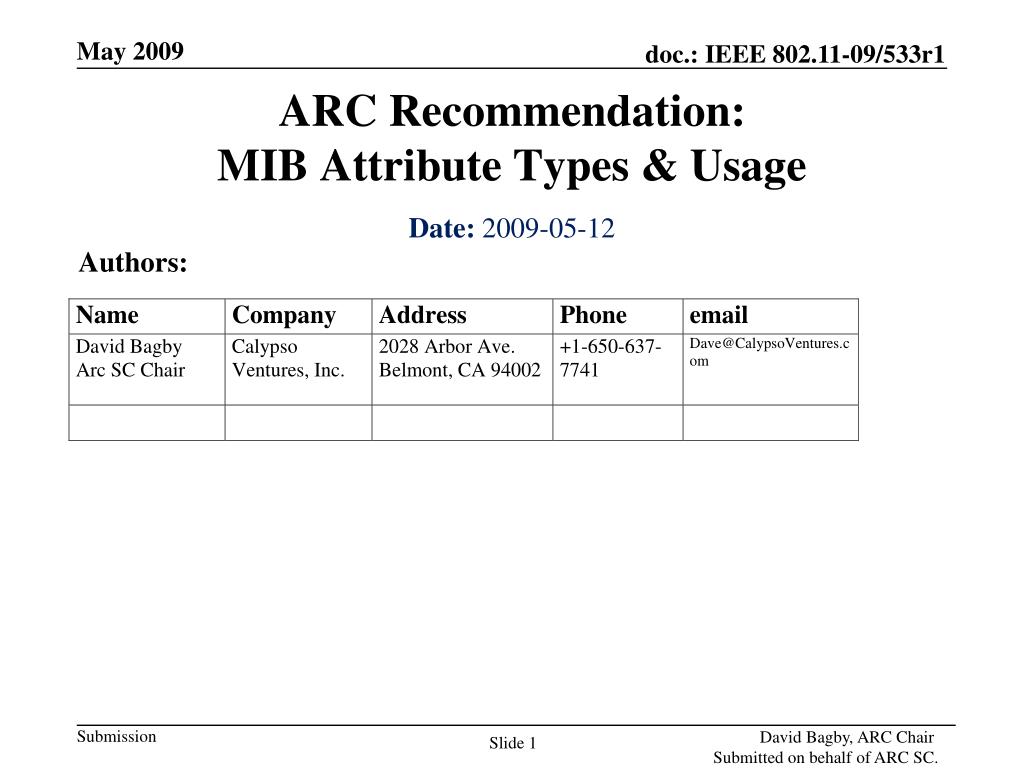 PPT - ARC Recommendation: MIB Attribute Types & Usage PowerPoint ...