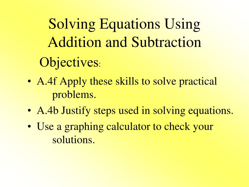 Ppt Solving Equations Using Addition And Subtraction Powerpoint