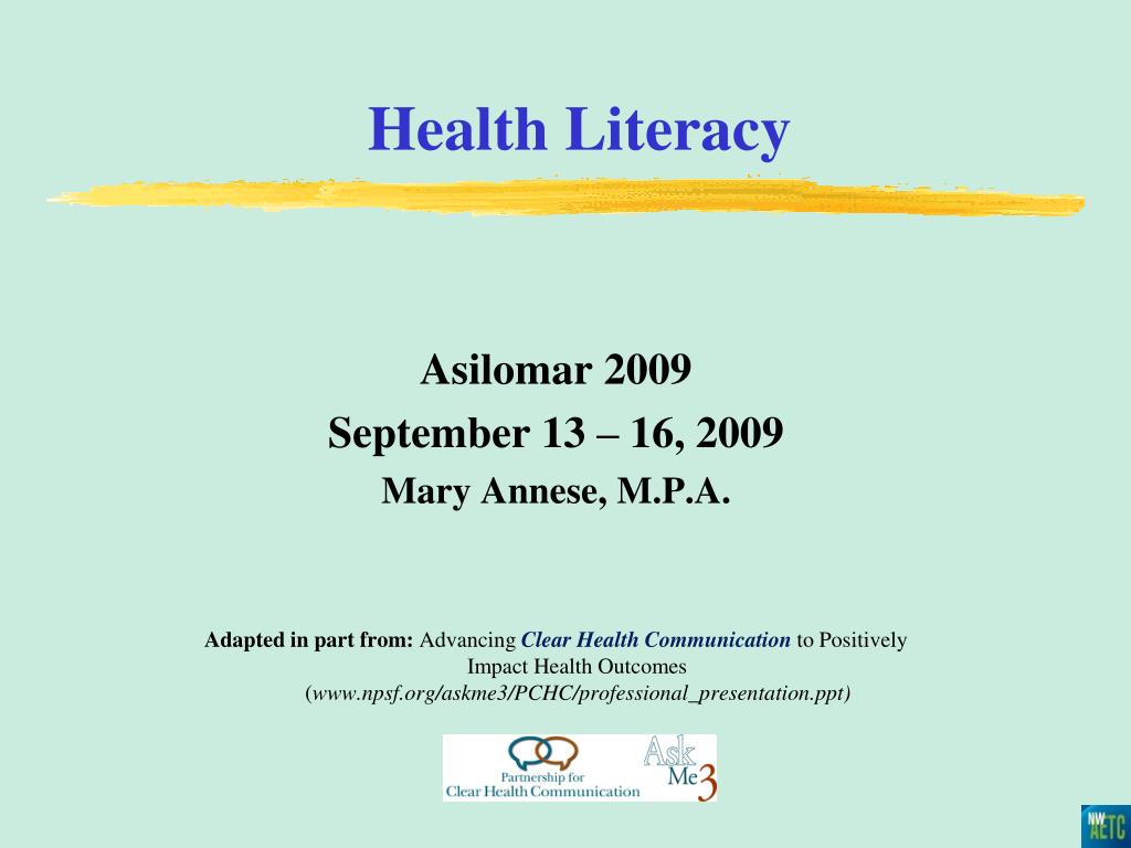 PPT - Health Literacy PowerPoint Presentation, free download - ID:1316539