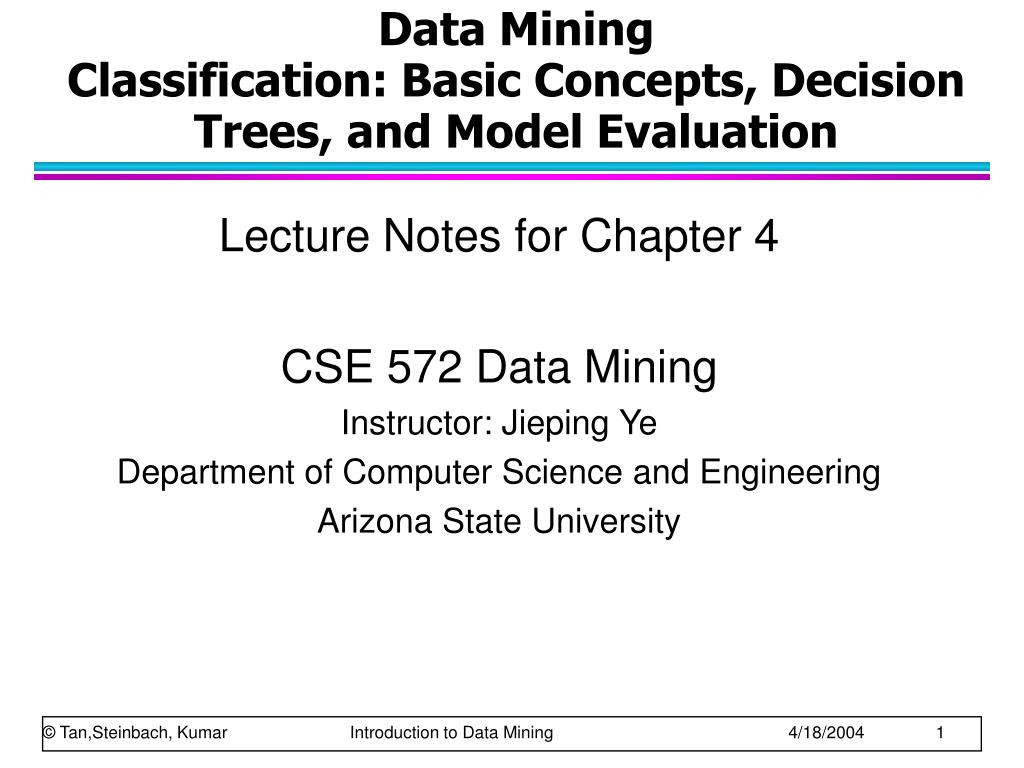 PPT - Data Mining Classification: Basic Concepts, Decision Trees, and Model Evaluation ...