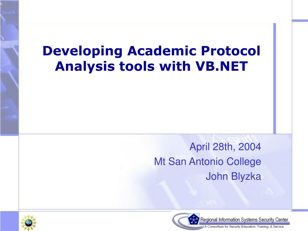 PPT - Developing Academic Protocol Analysis tools with VB.NET ...