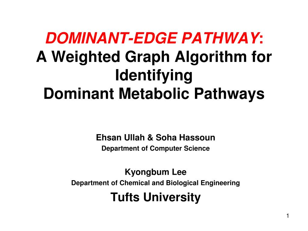 PPT - DOMINANT-EDGE PATHWAY : A Weighted Graph Algorithm for ...