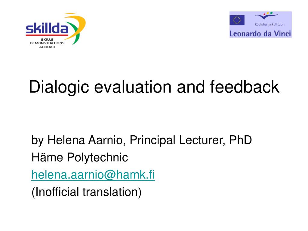 PPT - Dialogic evaluation and feedback PowerPoint Presentation, free ...