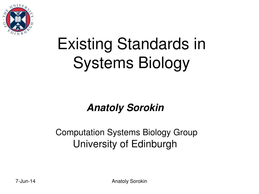 PPT - Existing Standards in Systems Biology PowerPoint Presentation ...