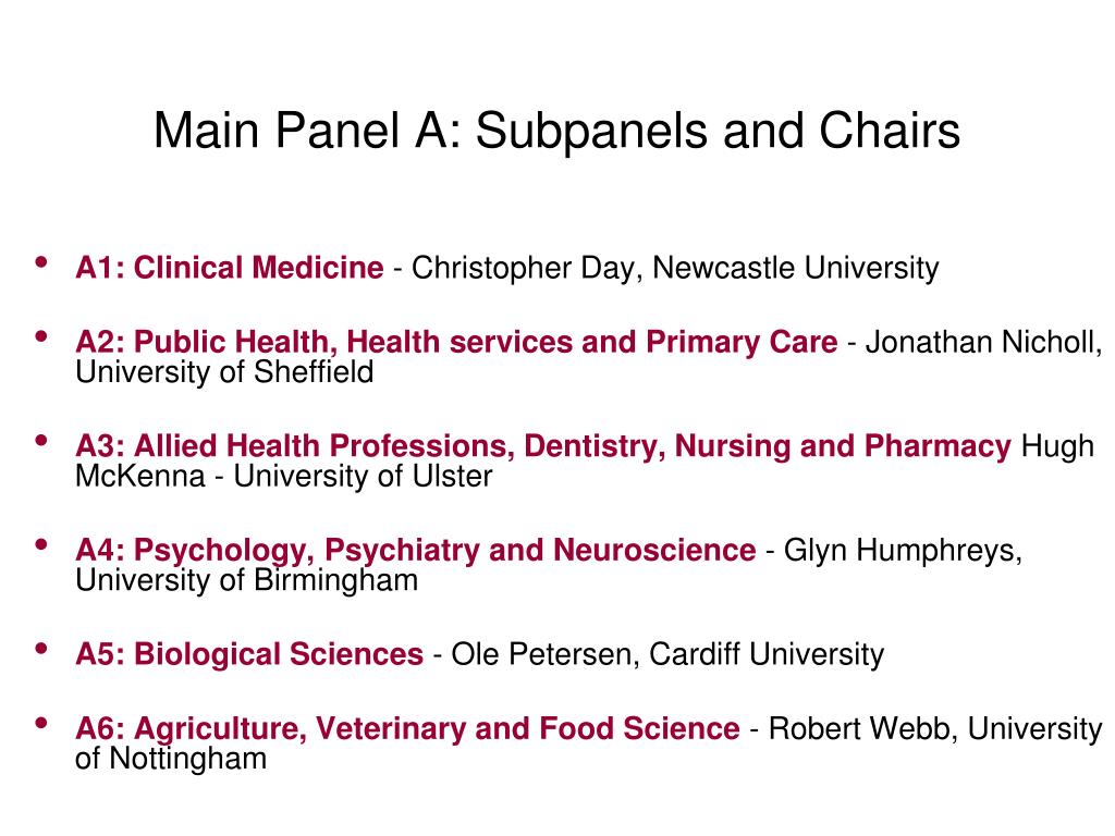 PPT - Main Panel A: Subpanels and Chairs PowerPoint Presentation, free ...