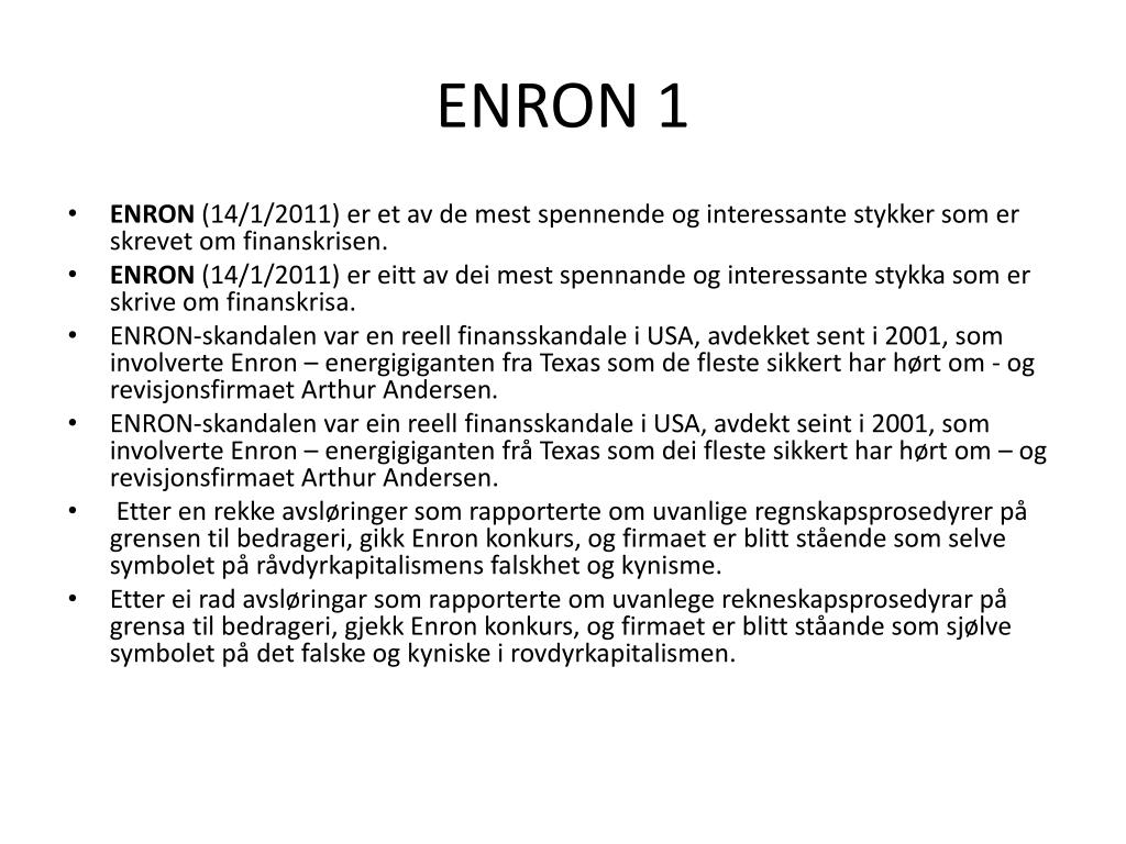 PPT - ENRON 1 PowerPoint Presentation, free download - ID:1396189