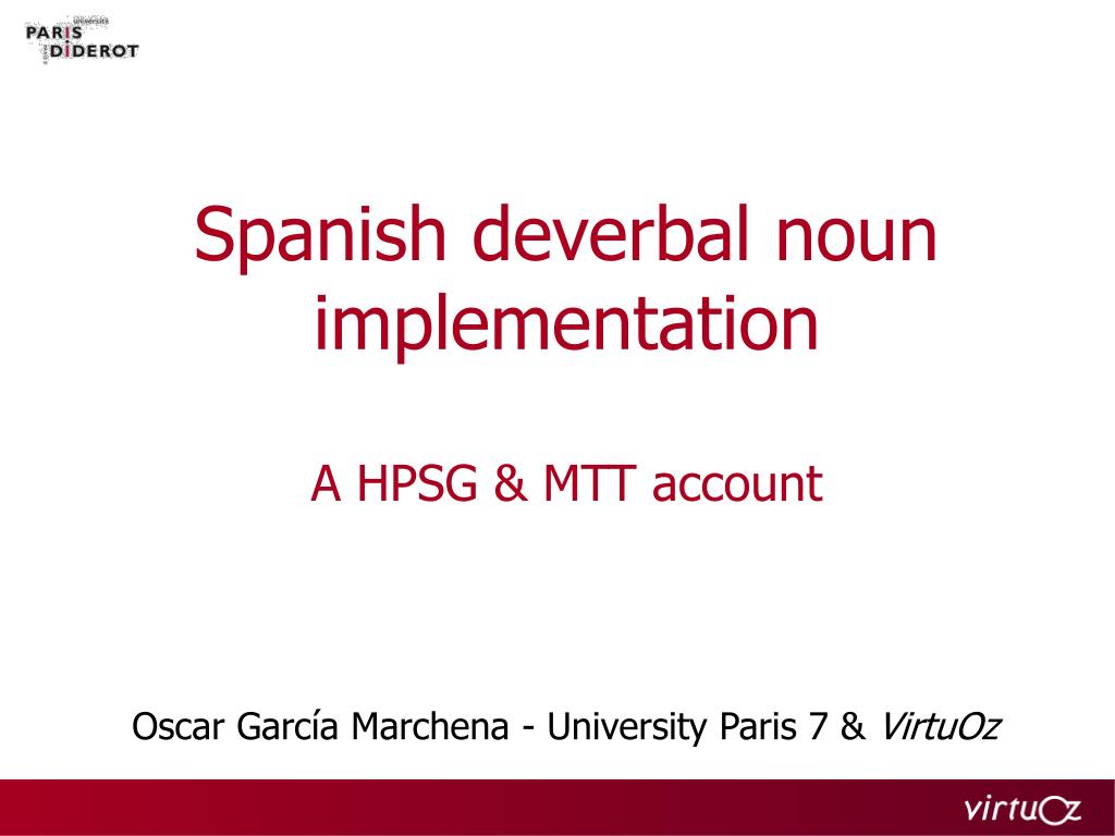 PPT - Spanish deverbal noun implementation PowerPoint Presentation ...