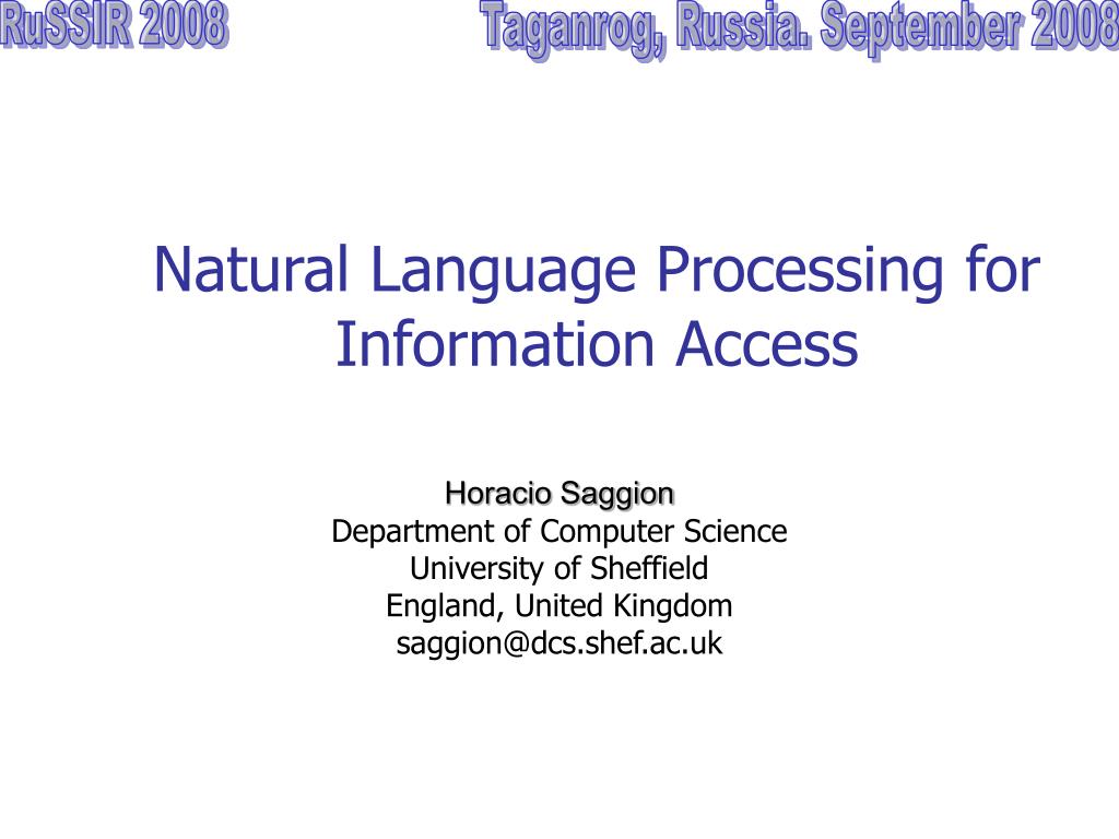 PPT - Natural Language Processing for Information Access PowerPoint ...