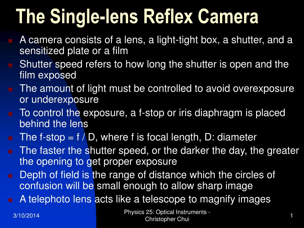 PPT - The Single-lens Reflex Camera PowerPoint Presentation, free ...