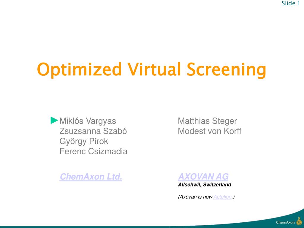 PPT - Optimized Virtual Screening PowerPoint Presentation, free ...