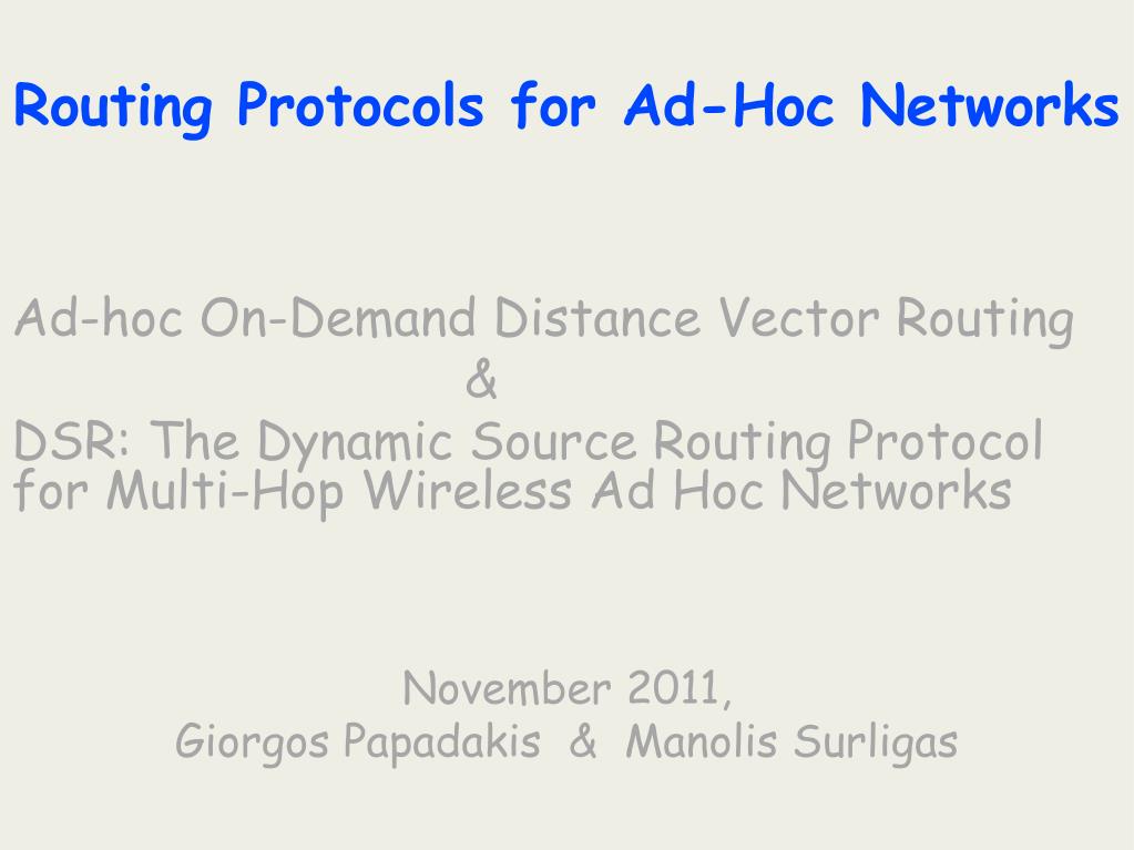 PPT - Routing Protocols for Ad-Hoc Networks PowerPoint Presentation ...