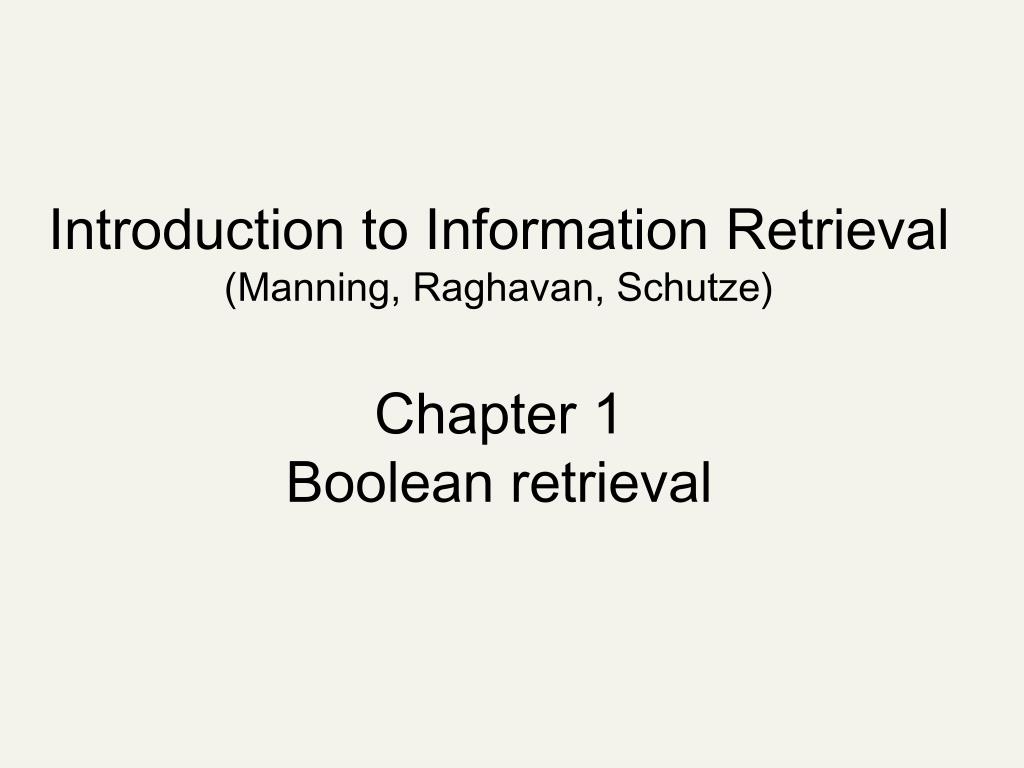 PPT - Introduction to Information Retrieval (Manning, Raghavan, Schutze ...