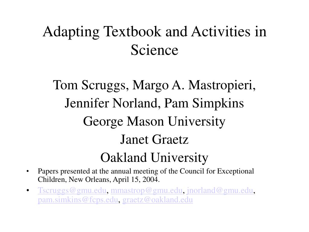 PPT - Adapting Textbook and Activities in Science PowerPoint ...
