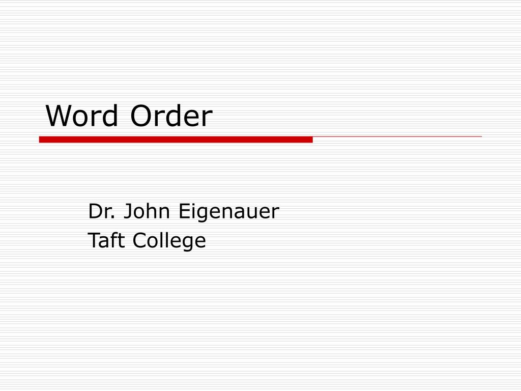 PPT - Word Order PowerPoint Presentation, free download - ID:1426630
