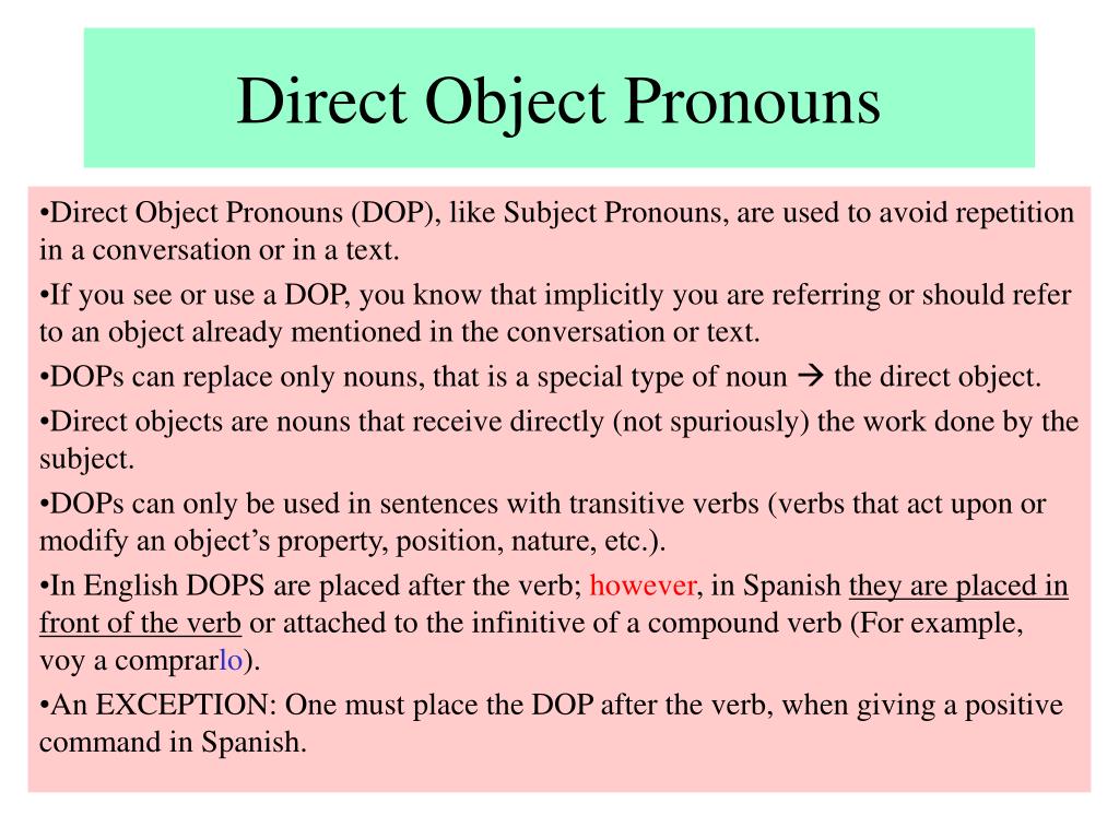 PPT - Direct Object Pronouns PowerPoint Presentation, free download ...