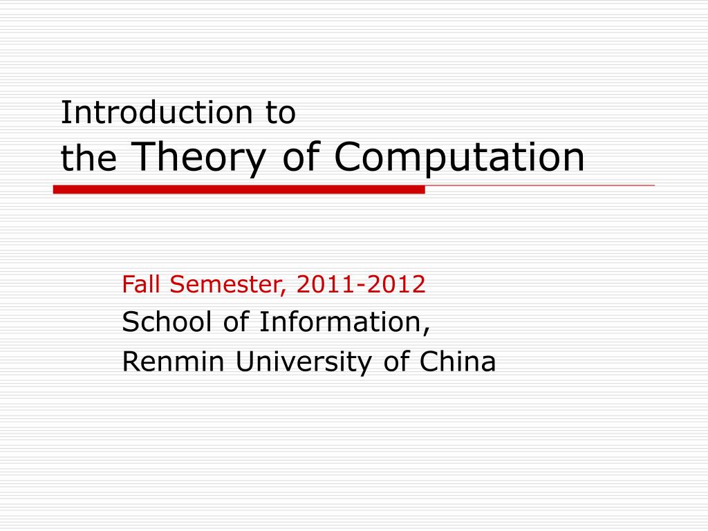 PPT - Introduction to the Theory of Computation PowerPoint Presentation ...