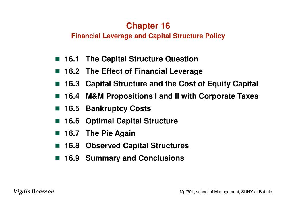 PPT - Chapter 16 Financial Leverage and Capital Structure Policy ...