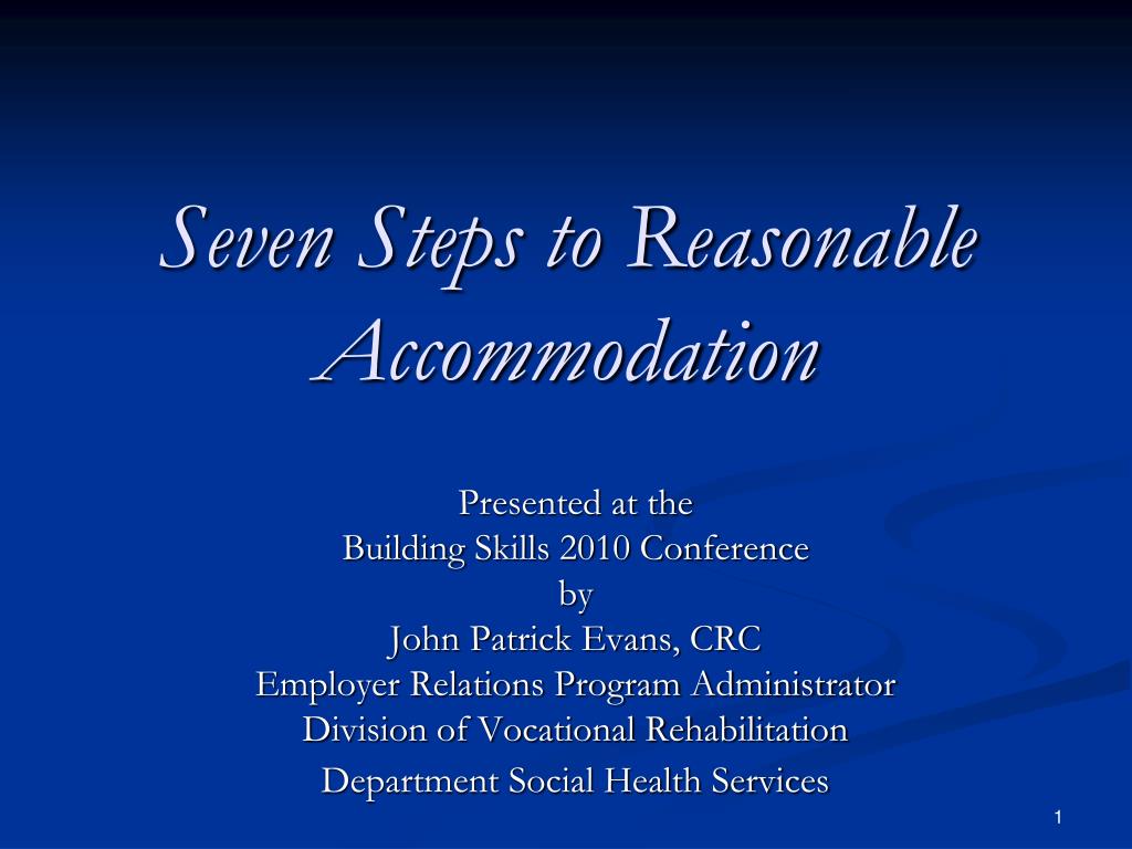 PPT - Seven Steps to Reasonable Accommodation PowerPoint Presentation ...