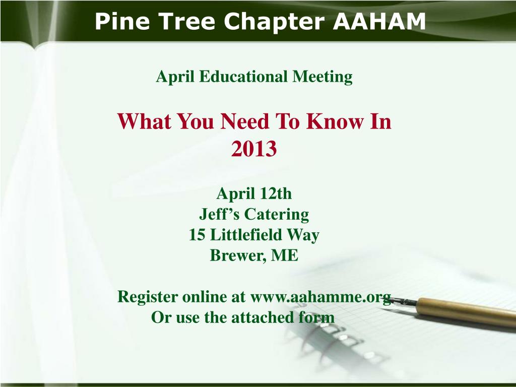 PPT - Pine Tree Chapter AAHAM PowerPoint Presentation, free download - ID:1434390