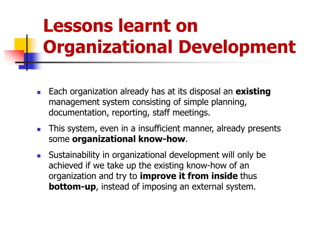 PPT - Lessons learnt on Organizational Development PowerPoint ...