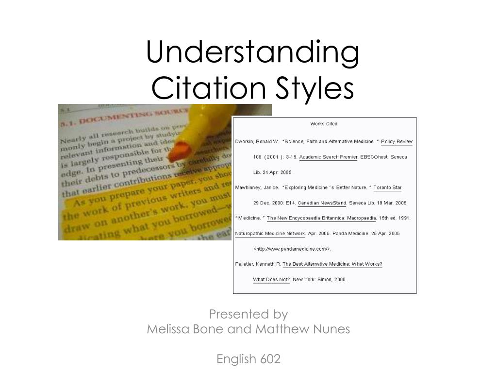 PPT - Understanding Citation Styles PowerPoint Presentation, free ...