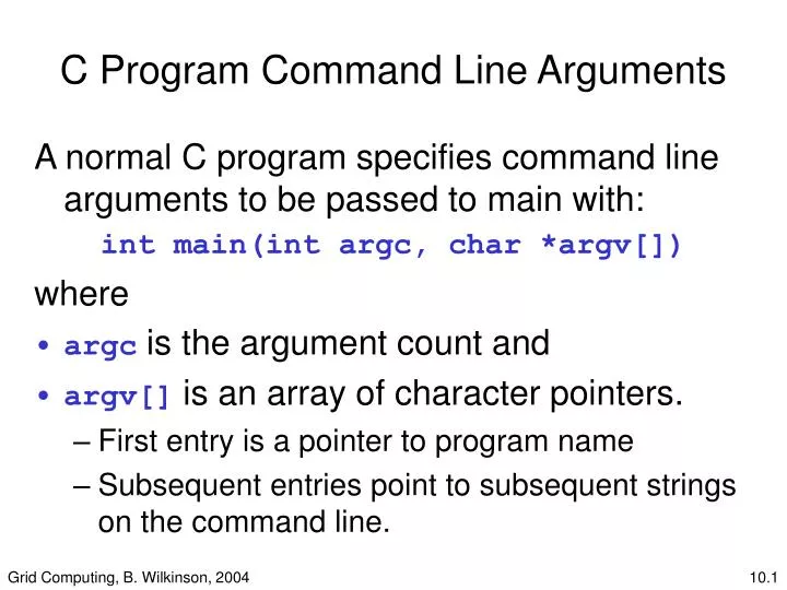 PPT C Program Command Line Arguments PowerPoint Presentation Free