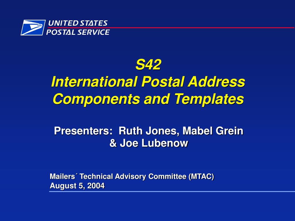 PPT - S42 International Postal Address Components and Templates ...