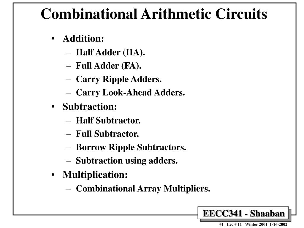 PPT - Combinational Arithmetic Circuits PowerPoint Presentation, free ...