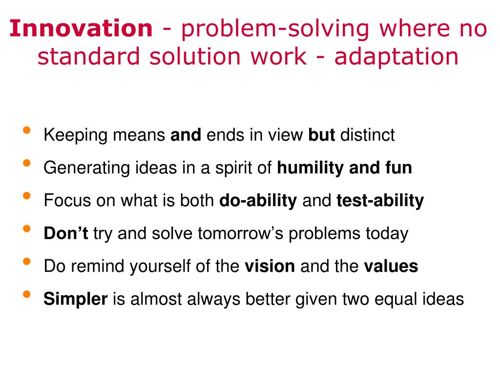 PPT - Innovation - problem-solving where no standard solution work ...