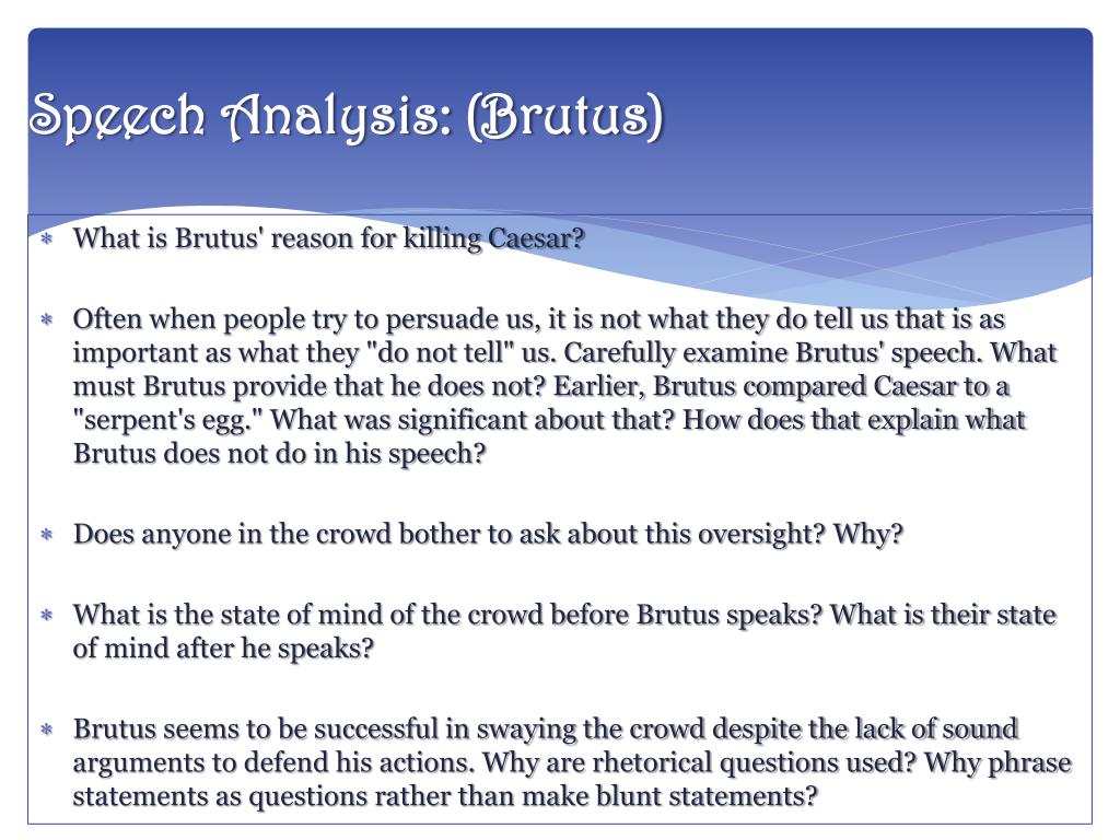 PPT - Speech Analysis: (Brutus) PowerPoint Presentation, free download ...