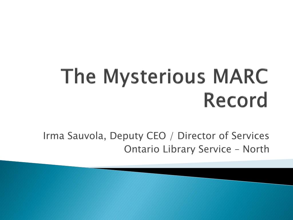 PPT - The Mysterious MARC Record PowerPoint Presentation, free download ...