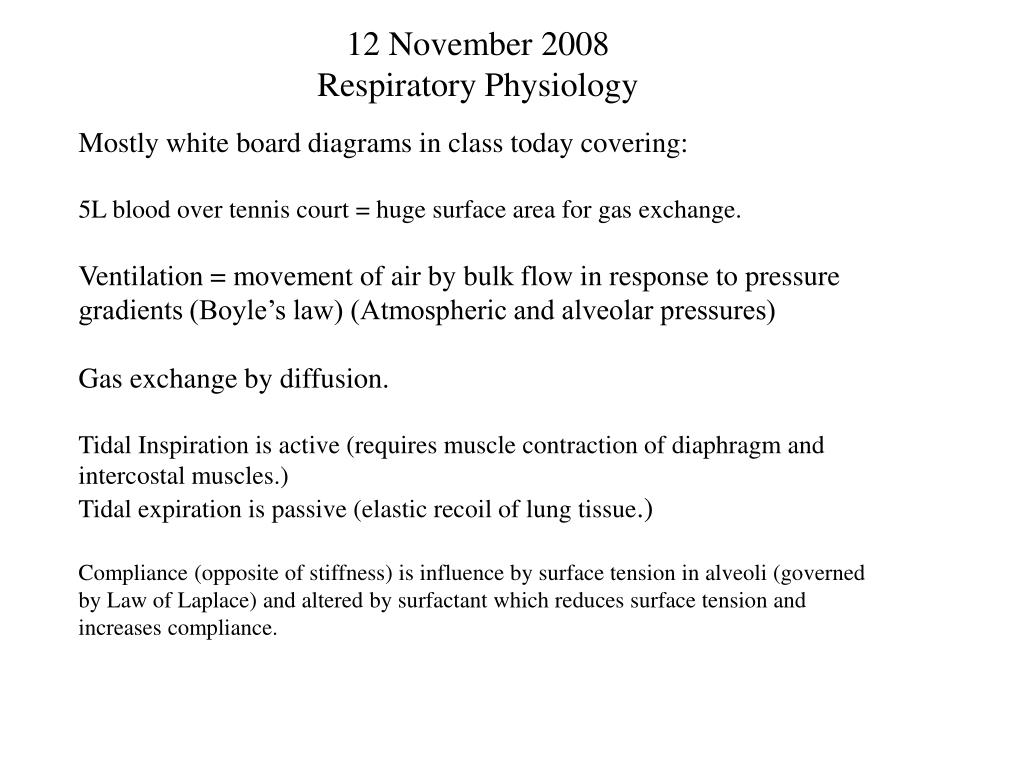 PPT - 12 November 2008 Respiratory Physiology PowerPoint Presentation ...