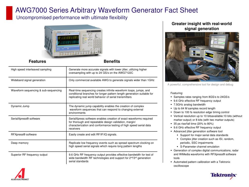 PPT - AWG7000 Series Arbitrary Waveform Generator Fact Sheet PowerPoint ...