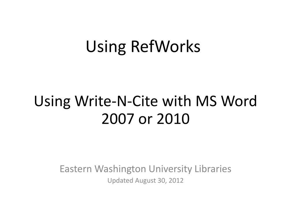PPT - Using RefWorks PowerPoint Presentation, free download - ID:1483030