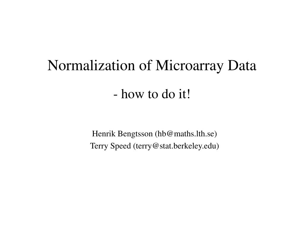 PPT - Normalization of Microarray Data PowerPoint Presentation, free ...