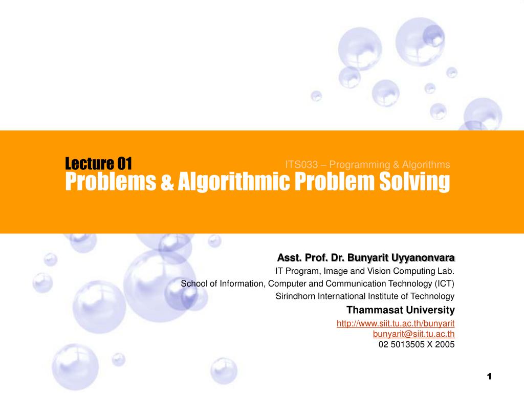 PPT - Problems & Algorithmic Problem Solving PowerPoint Presentation ...