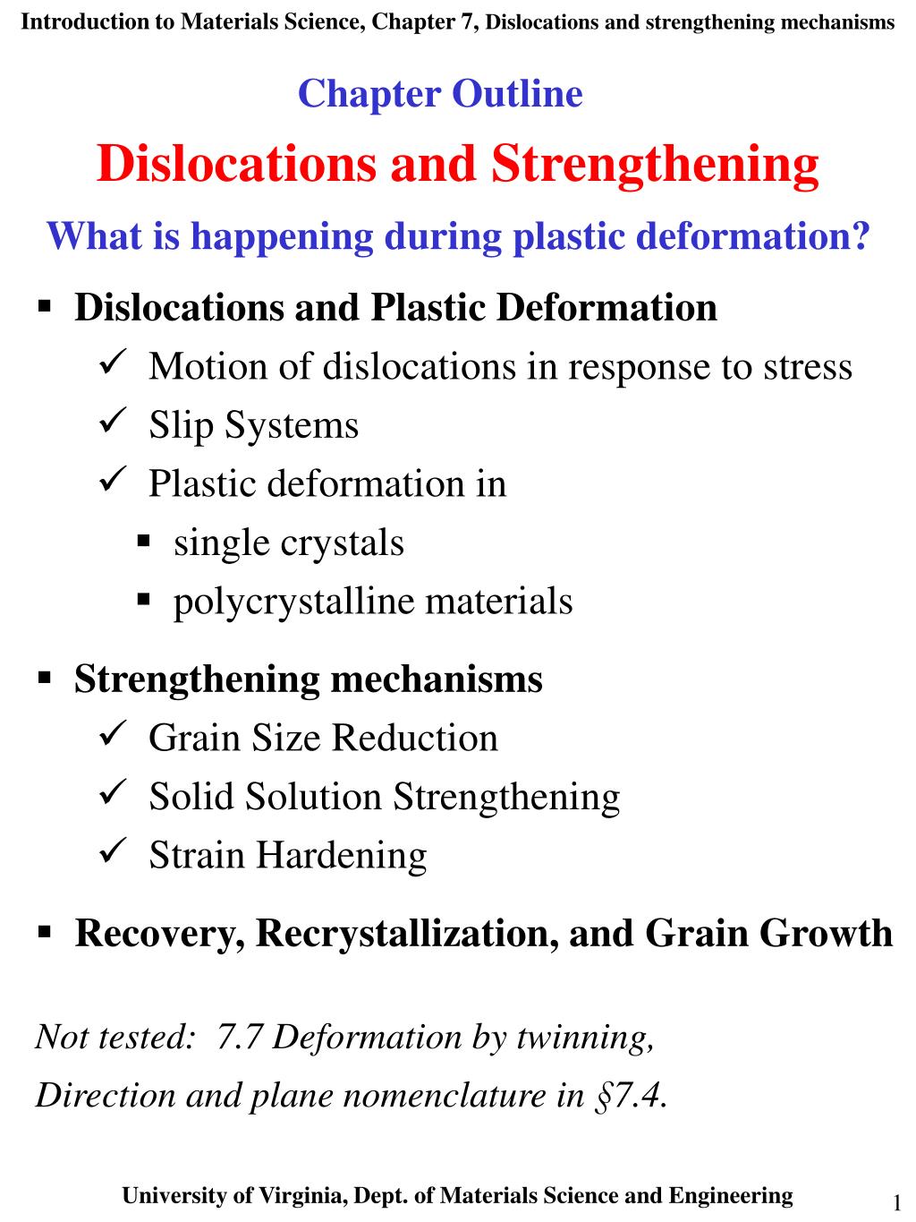 PPT - Dislocations and Strengthening What is happening during plastic ...