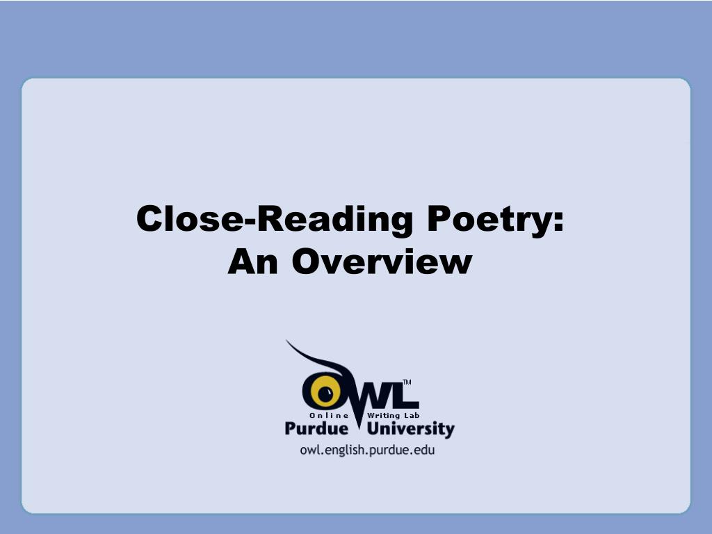 PPT - Close-Reading Poetry: An Overview PowerPoint Presentation, free ...