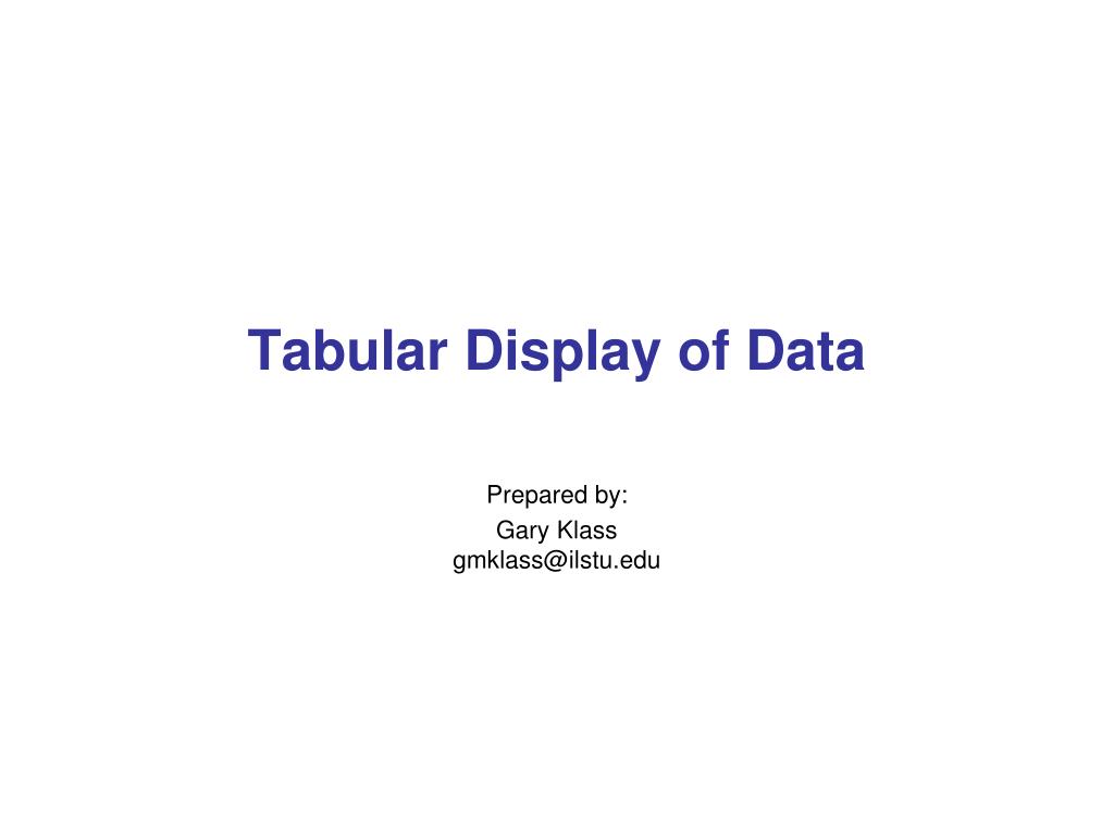 PPT - Tabular Display of Data PowerPoint Presentation, free download ...